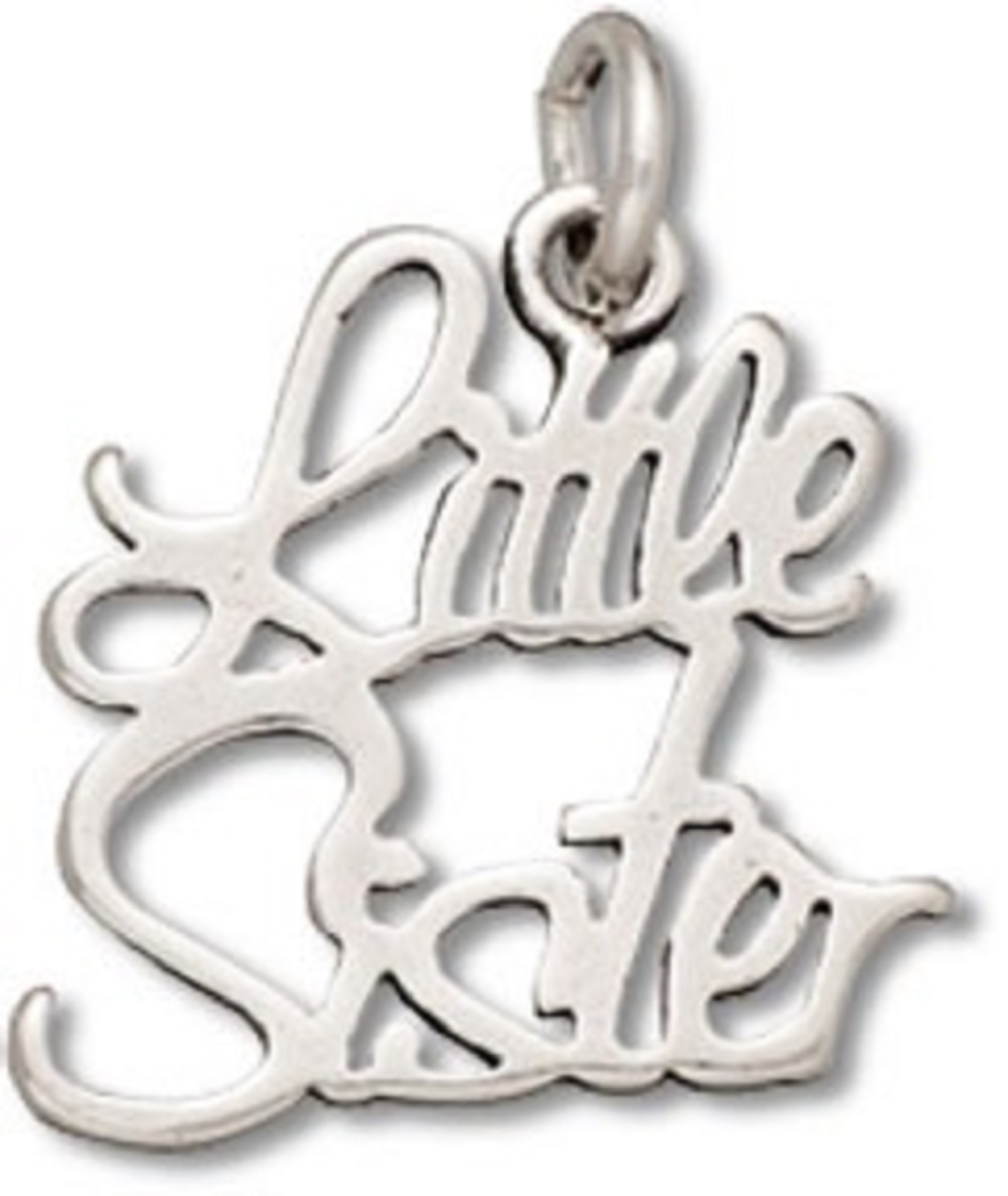 Cursive Little Sister Word Charm Sterling Silver Cursive Little Sister ...